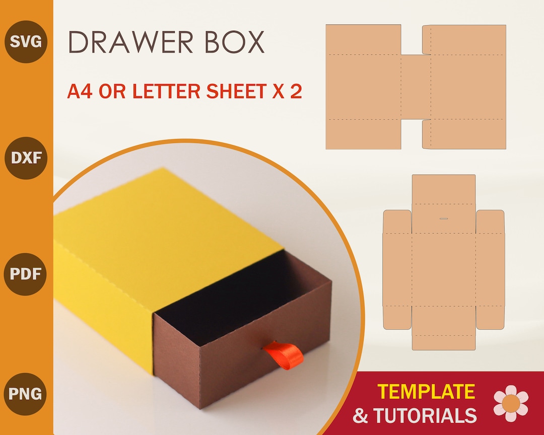 Drawer Box Template: SVG, DXF, PDF Files (a4/letter) - Etsy