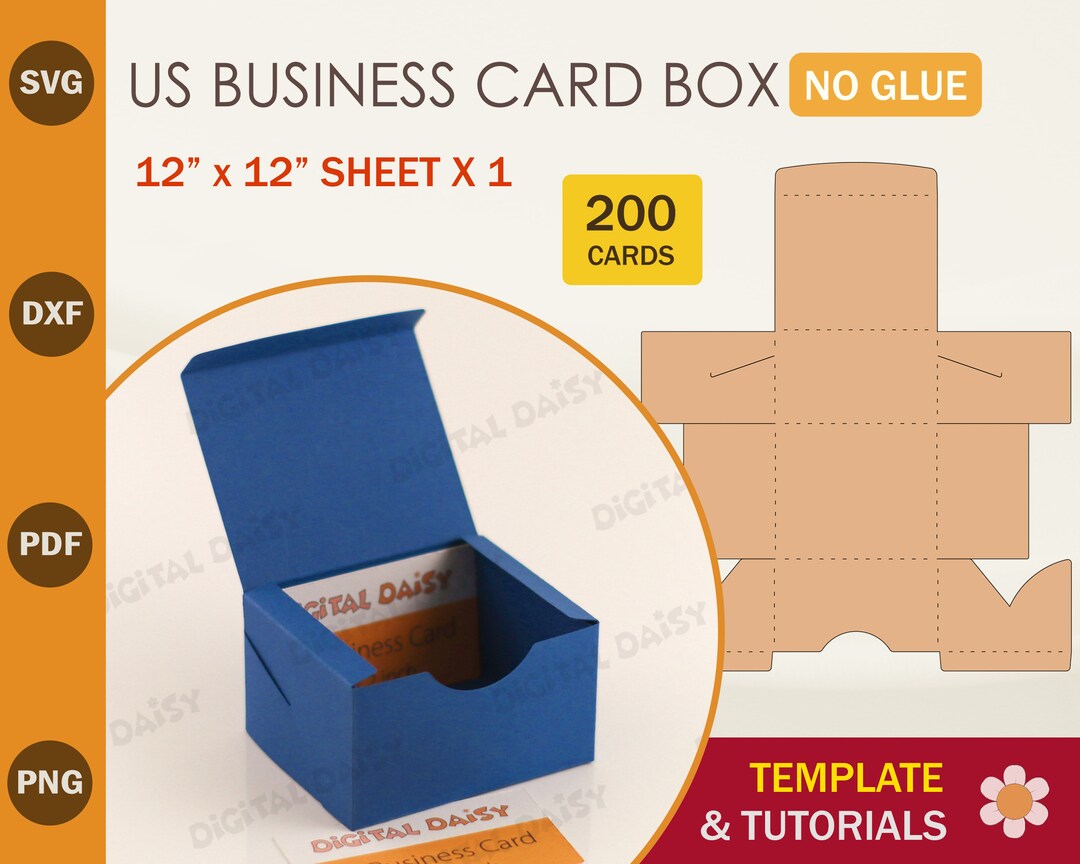 Business Card Box Template: SVG, Cricut & Silhouette Cut Files (digital ...