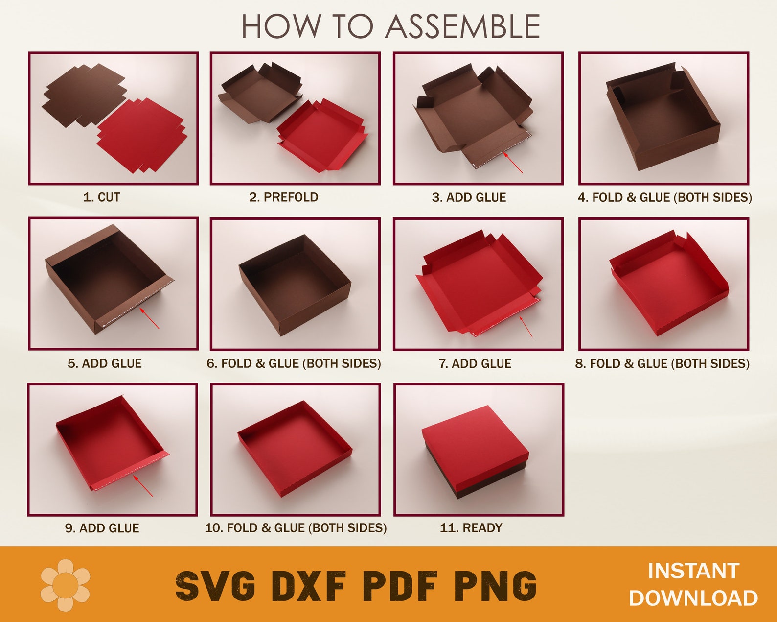 Box With Lid SVG Template Square Box Template Cricut Cut - Etsy