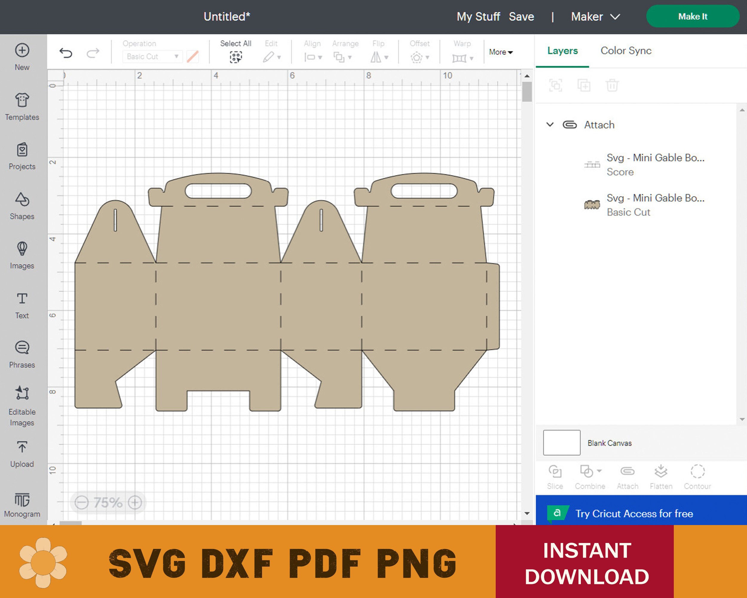 Mini Gable Box SVG Template: A4 Box With Handle (digital Download) - Etsy