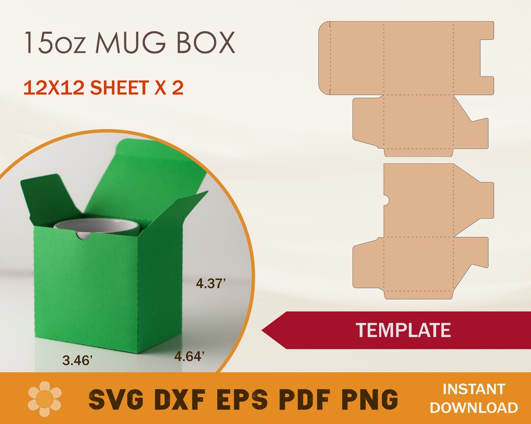 15oz Mug Box SVG Template Mug Box SVG Mug Box DXF Cricut - Etsy