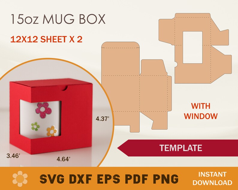 15oz Mug Box SVG Template With Window Mug Box SVG Mug Box - Etsy