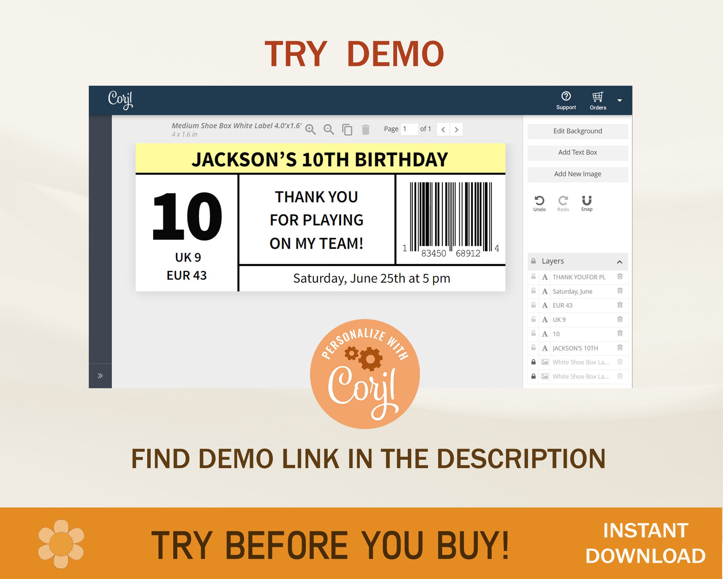 Editable Shoe Box Label Template: Sneaker Invitation - Etsy