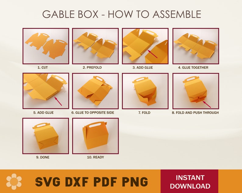 Gable Box Template: Favor Box SVG, Cricut Cut Files (digital Download ...