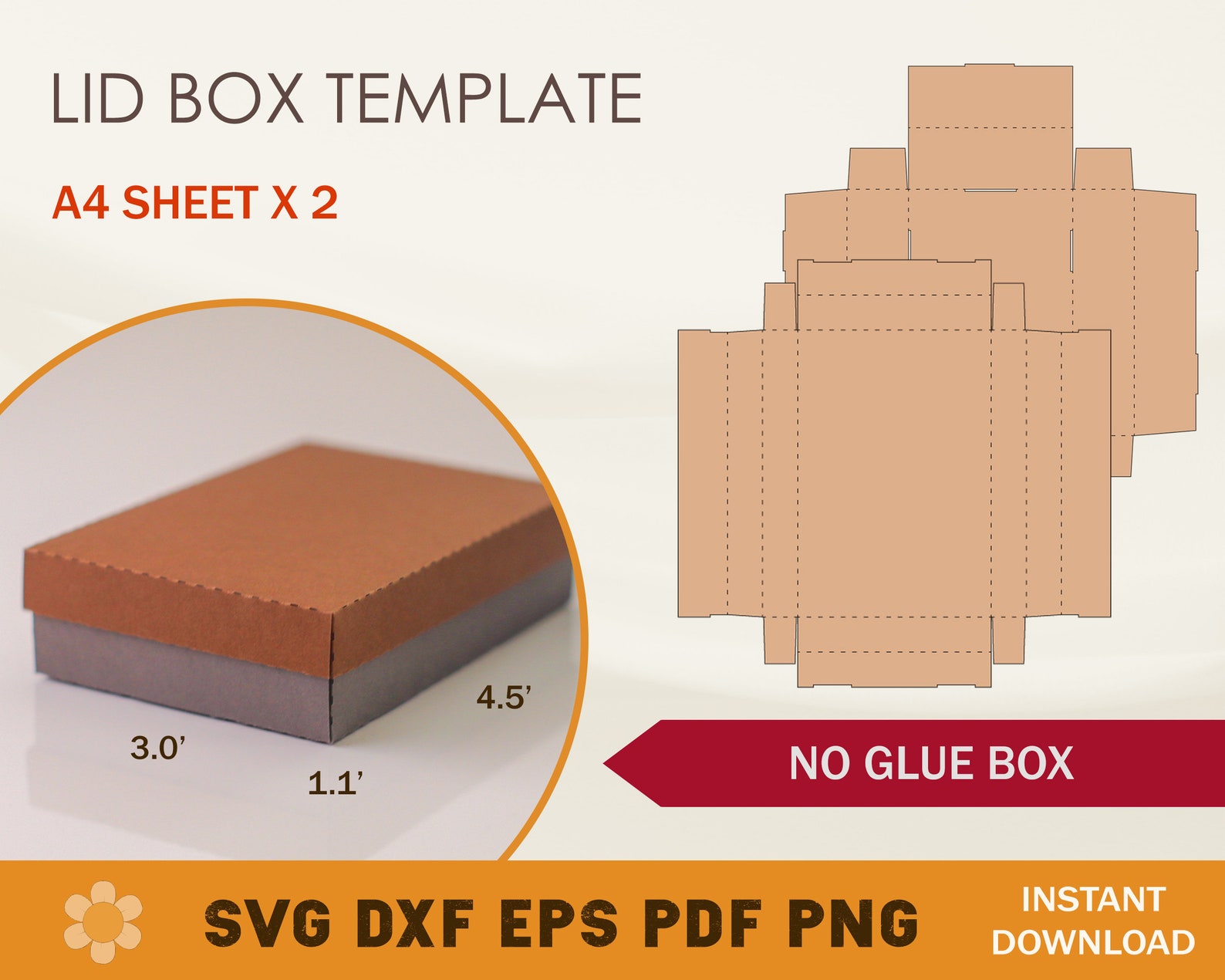 Box With Lid SVG Template Gift Box Template Box With Lid - Etsy