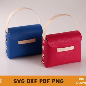 Faux Leather Mini Purse SVG Template: DIY Craft, Cricut, Silhouette Cut ...