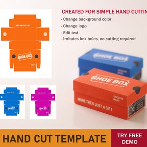Printable Mini Shoe Box Template: Box & Editable Label - Etsy