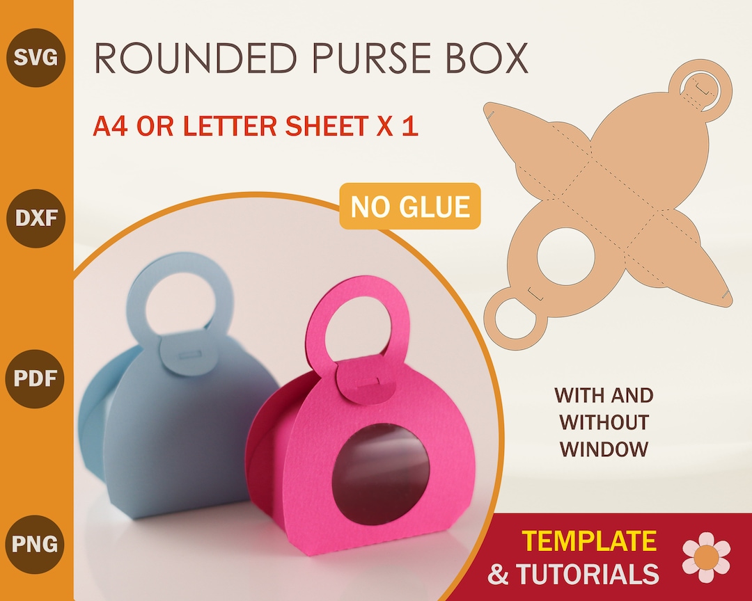 Mini Purse Box SVG Template: Rounded Design, Cricut, Silhouette Cut ...