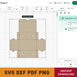 Nuggets Box SVG Template, Chicken Nuggets Box, Cricut Cut Files ...