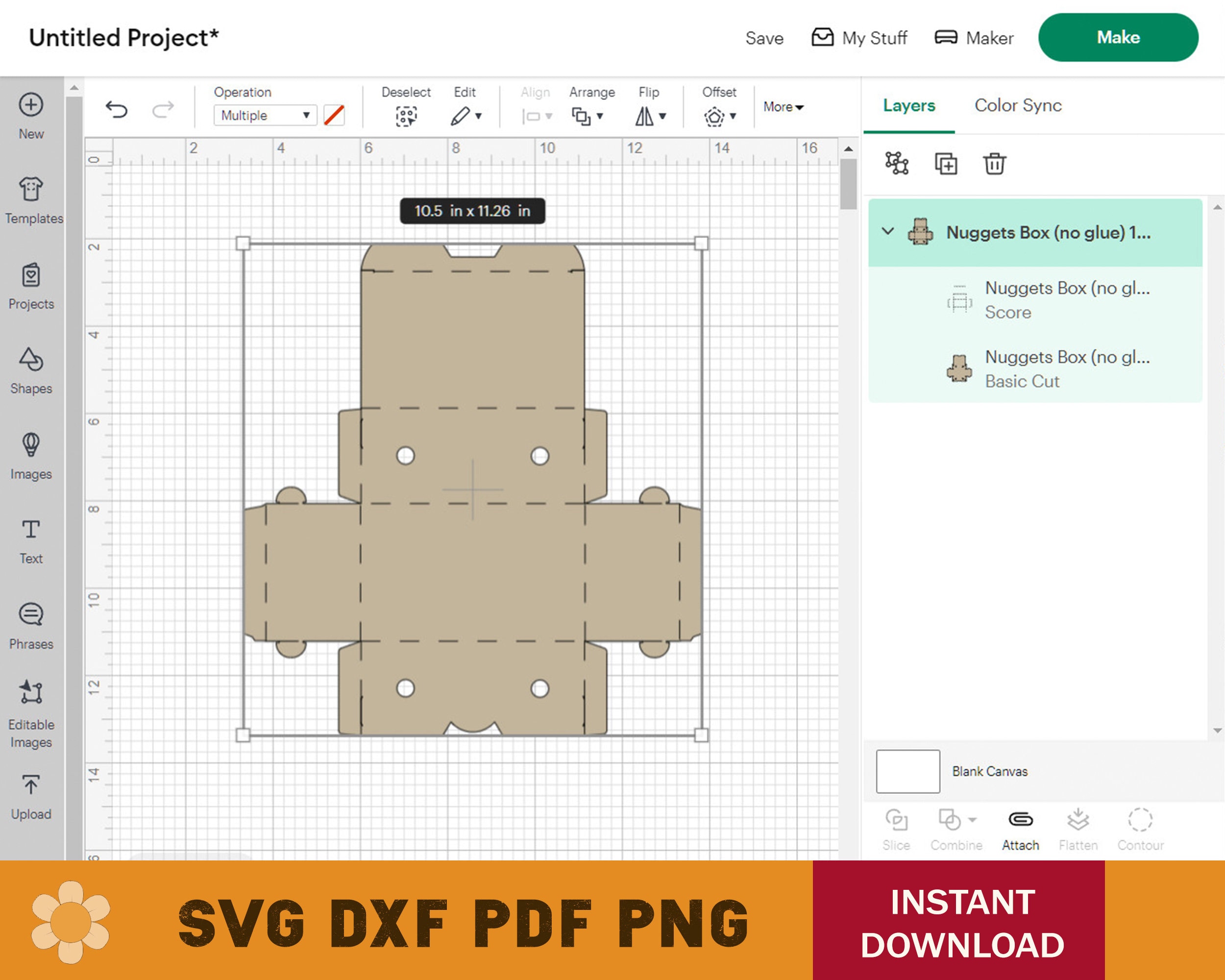 Nuggets Box SVG Template: No Glue, Cricut & Silhouette Cut Files ...