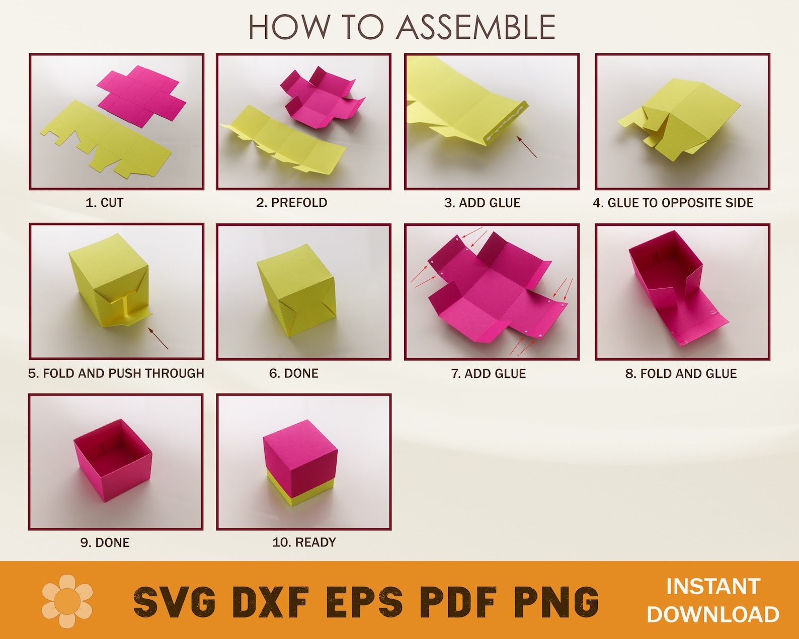 Box With Lid SVG Template Cube Box SVG Square Box SVG | Etsy UK