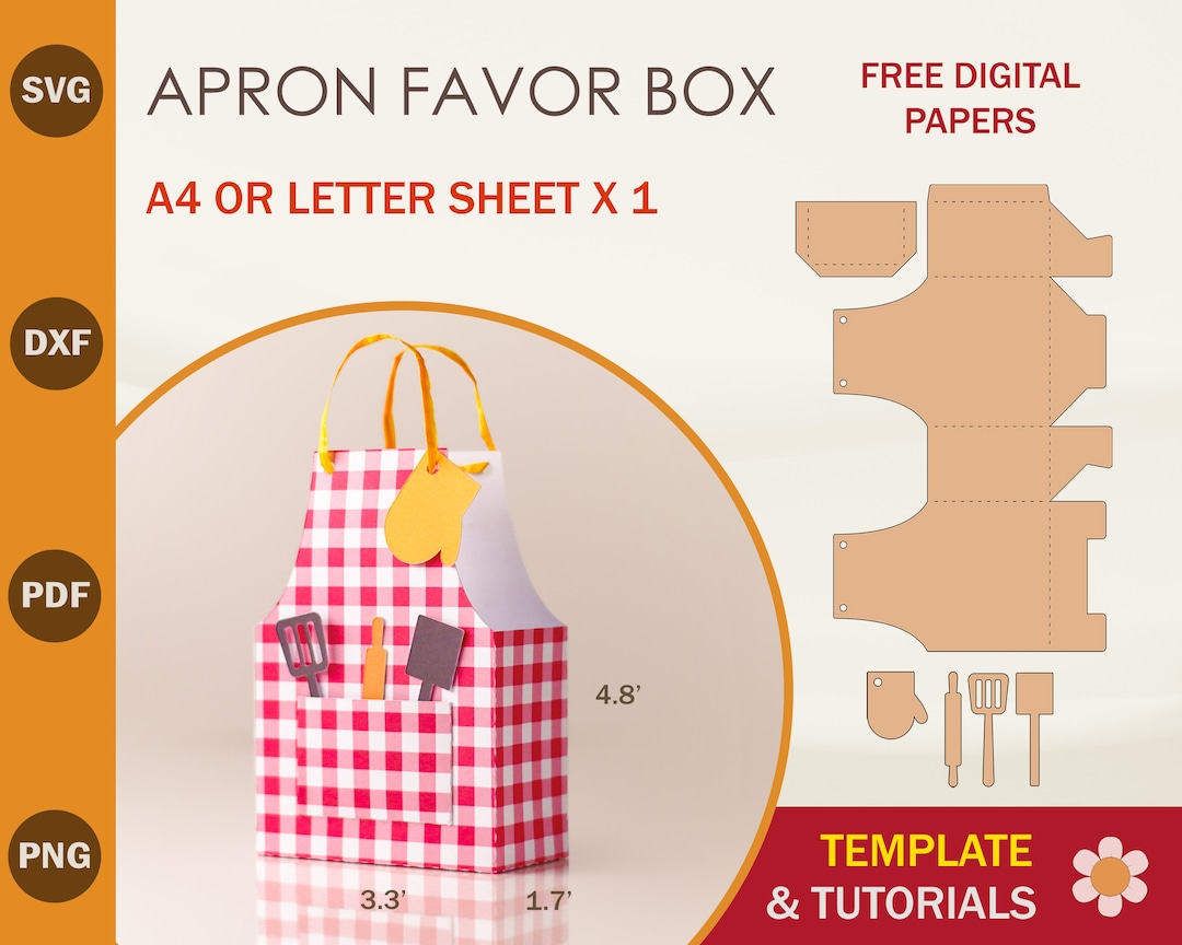 Apron Favor Box SVG Template, Favor Box SVG, Favor Bag SVG, Cricut Cut ...