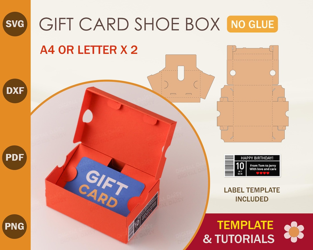 Gift Card Shoe Box SVG Template: DIY Sneaker Box, Cricut, Silhouette ...