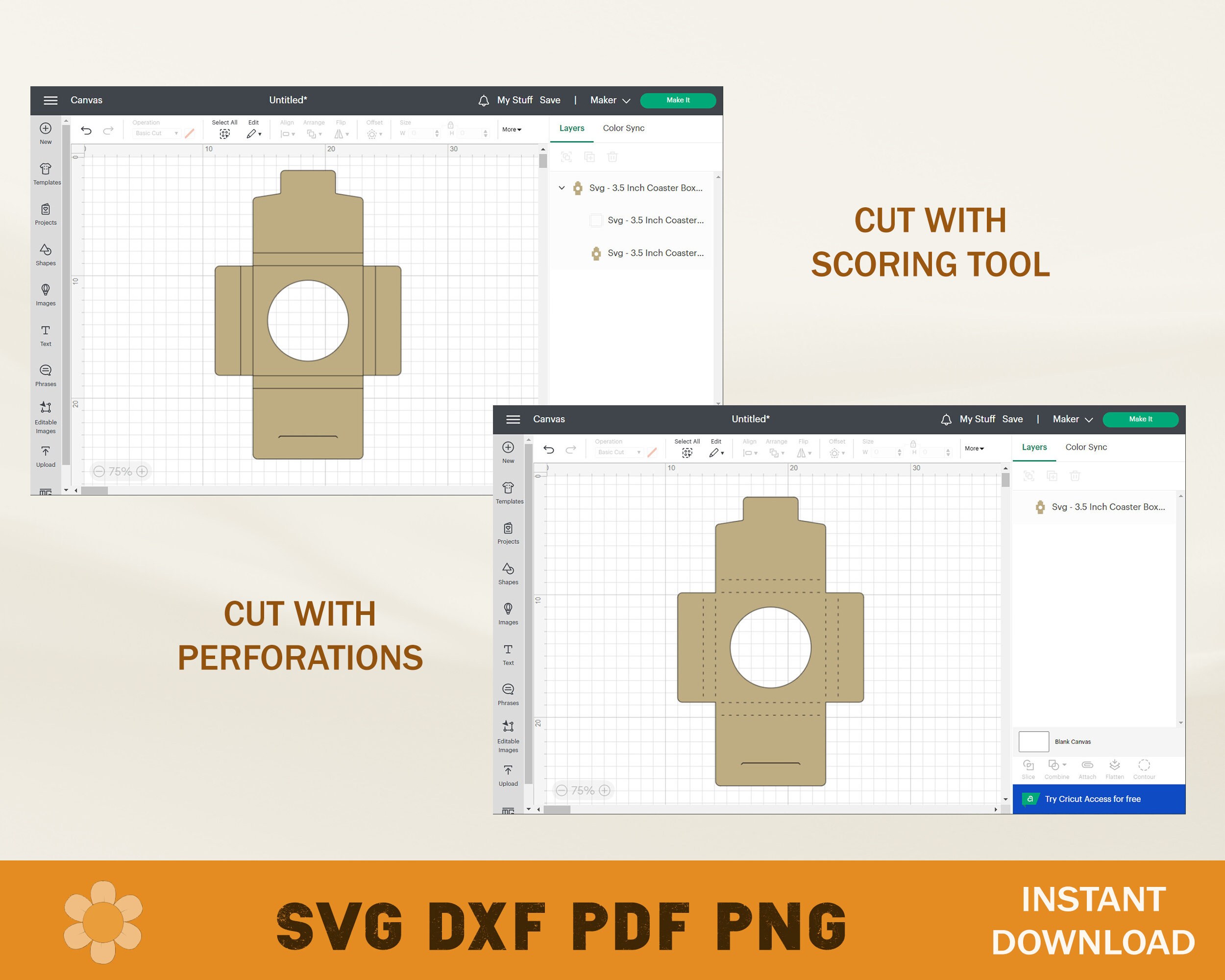 3.5 Inch Coaster Box Template Cup Coaster Box SVG Ornament - Etsy UK