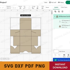 Business Card Box Template: SVG, Cricut & Silhouette Cut Files (digital ...