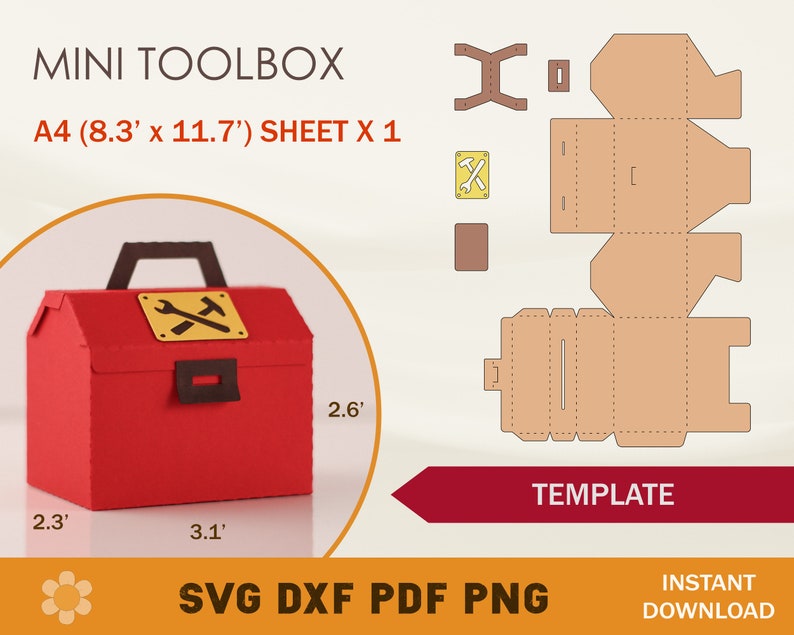 Mini Toolbox SVG Template Gift Box Template Favor Box - Etsy