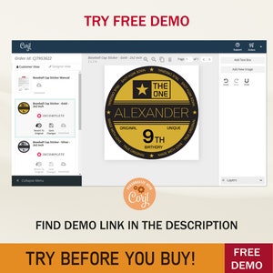 Baseball Cap Sticker Editable Template, Favor Box Label, Editable ...