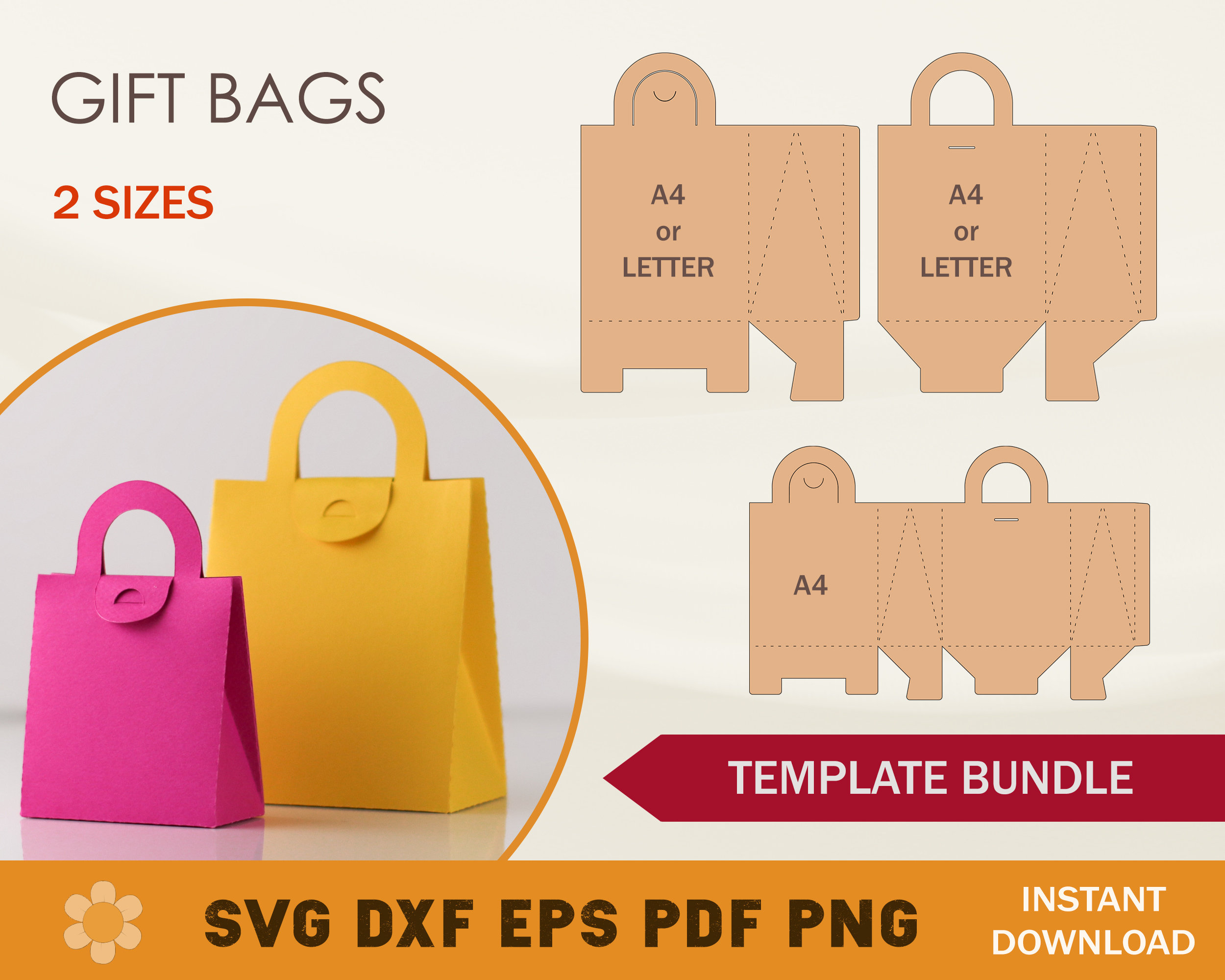 Gift Bag Template Bundle Gift Bag SVG Favor Bag SVG Cricut - Etsy