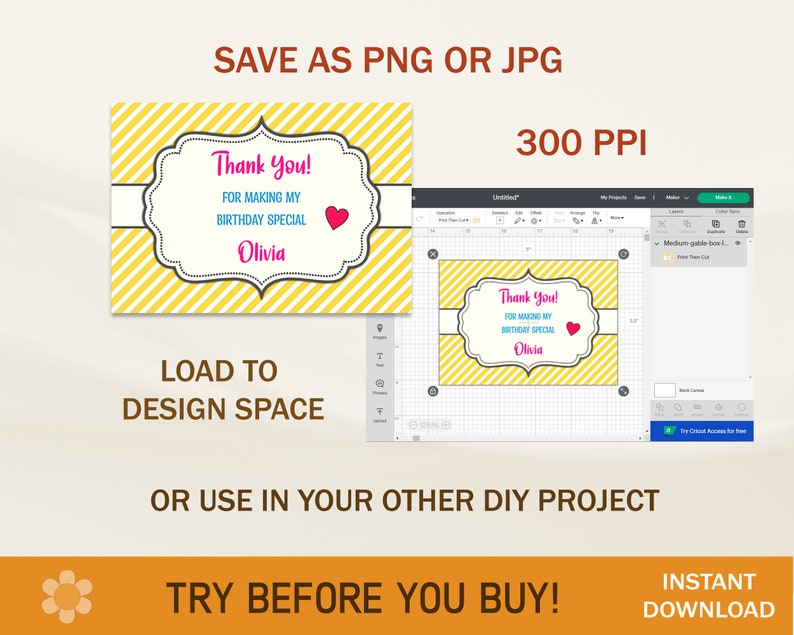 Gable Box Label Template Favor Box Label Template Editable - Etsy