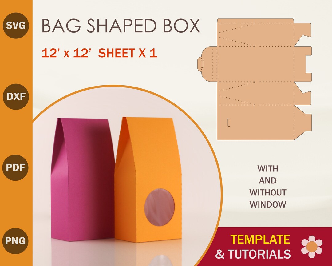Bag Shaped Box SVG Template, Gift Box SVG, Treat Box SVG, Cricut Cut ...