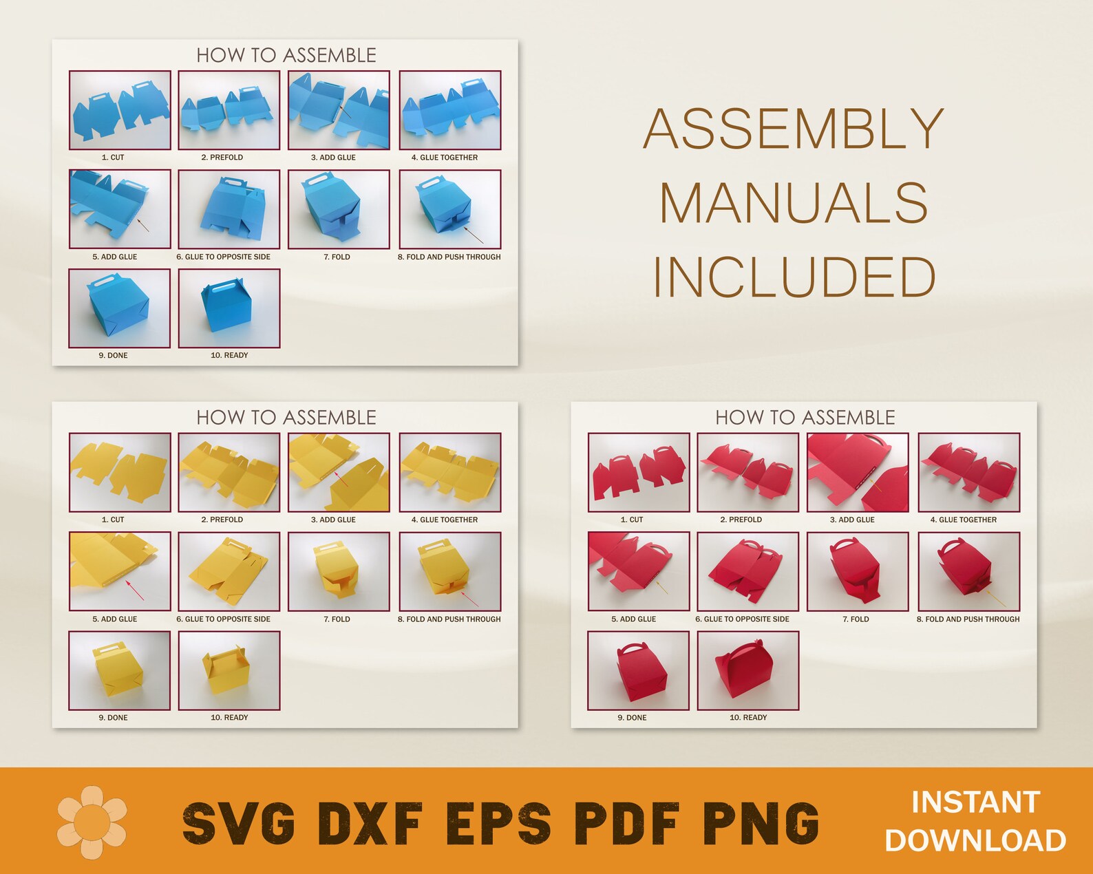 Gable Box Template Bundle Gable Box SVG Box With Handle SVG - Etsy