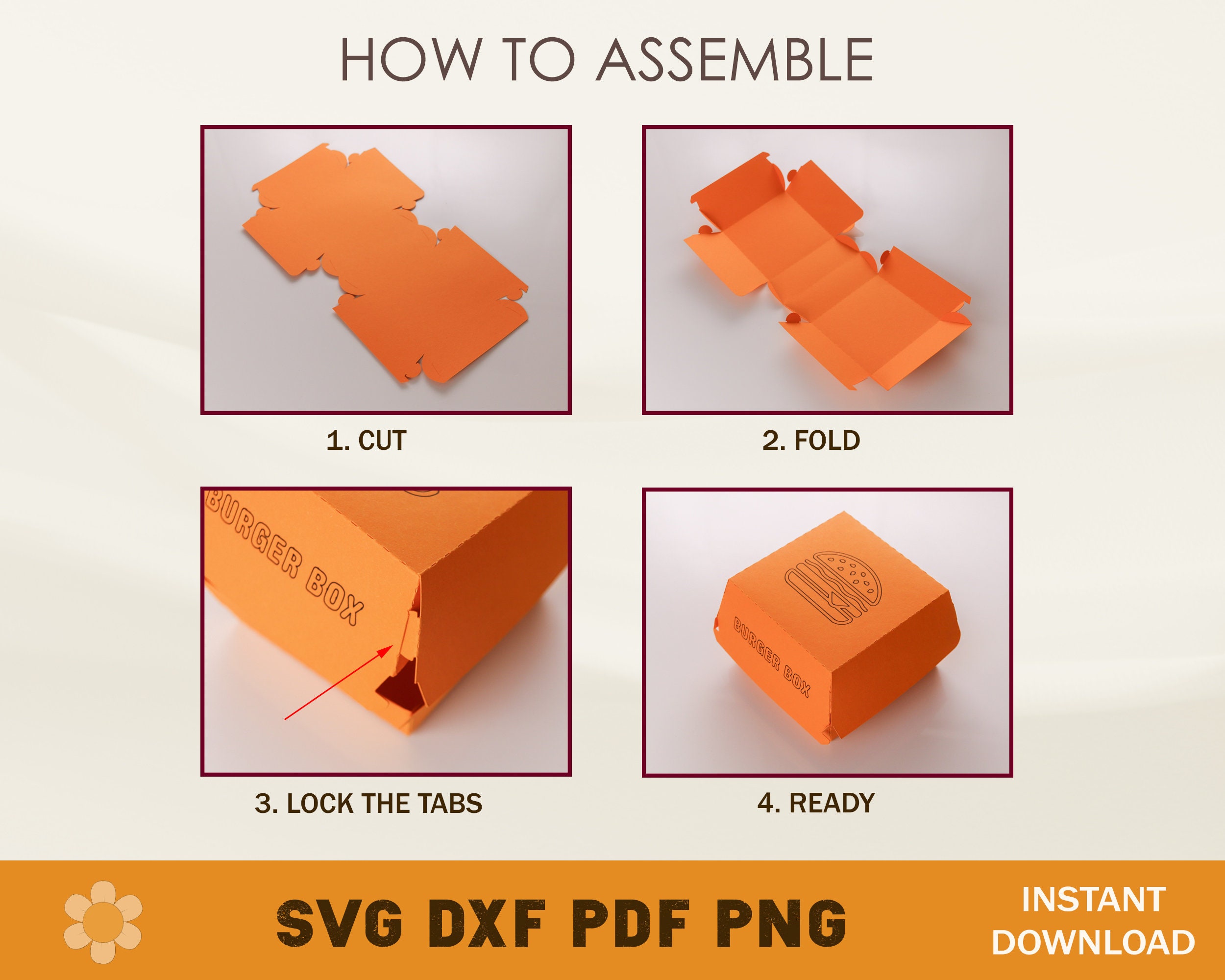 Burger Box SVG Template Cheeseburger Box Template Cricut Cut - Etsy UK