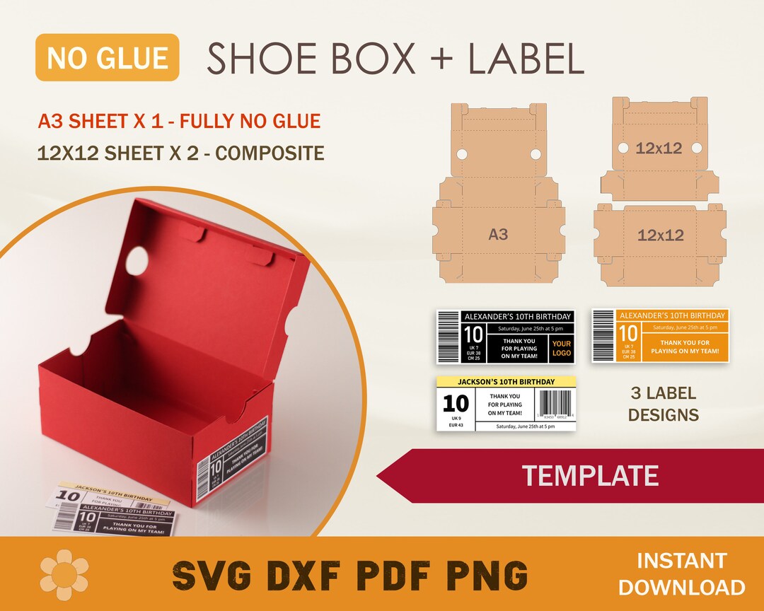 Shoe Box SVG Template Label Editable Shoe Box Label - Etsy Australia