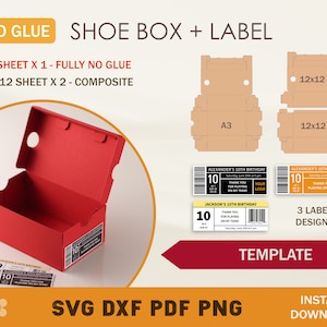 Shoe Box SVG Template Label Editable Shoe Box Label - Etsy Australia