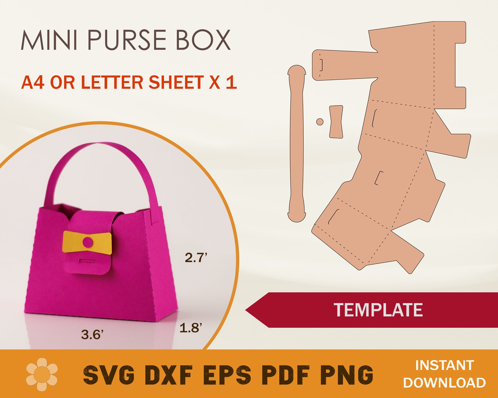 Mini Purse Box SVG Template Purse Template Favor Box SVG - Etsy UK