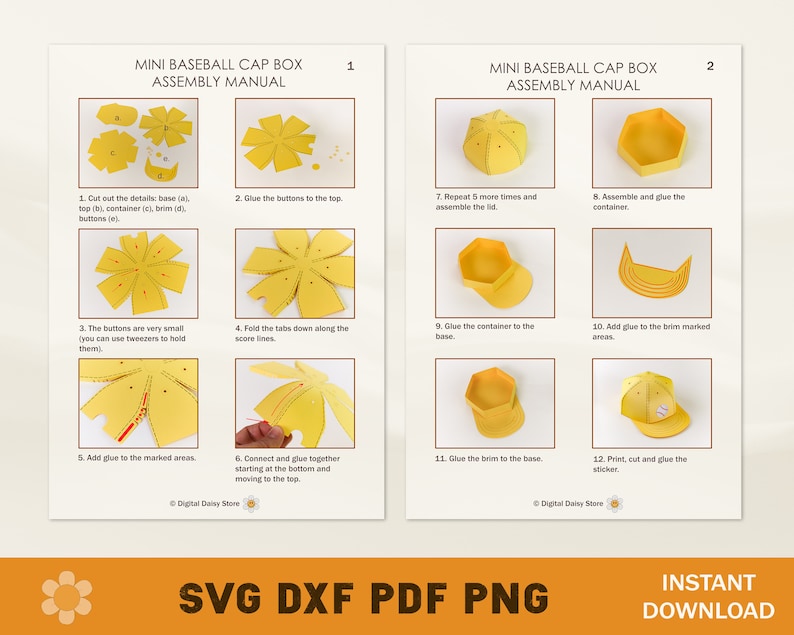 Mini Baseball Cap Box SVG Template: Cricut & Silhouette Cut Files ...