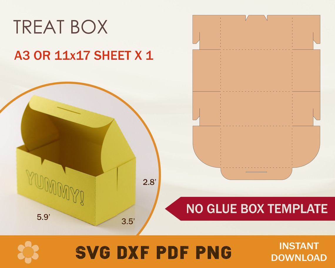 Treat Box SVG Template Snack Box SVG Food Box SVG Cricut - Etsy