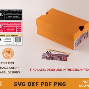 Shoe Box SVG Template + Label, Editable Shoe Box Label, Large Shoe Box ...