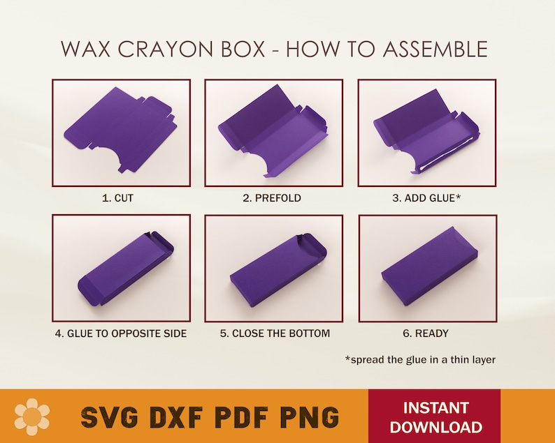 Crayon Box SVG Template: 4 or 6 Crayon Size, Cricut, Silhouette Cut ...