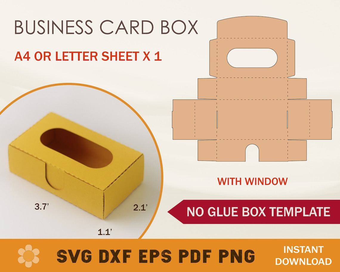 Business Card Box With Window SVG Template Business Card - Etsy