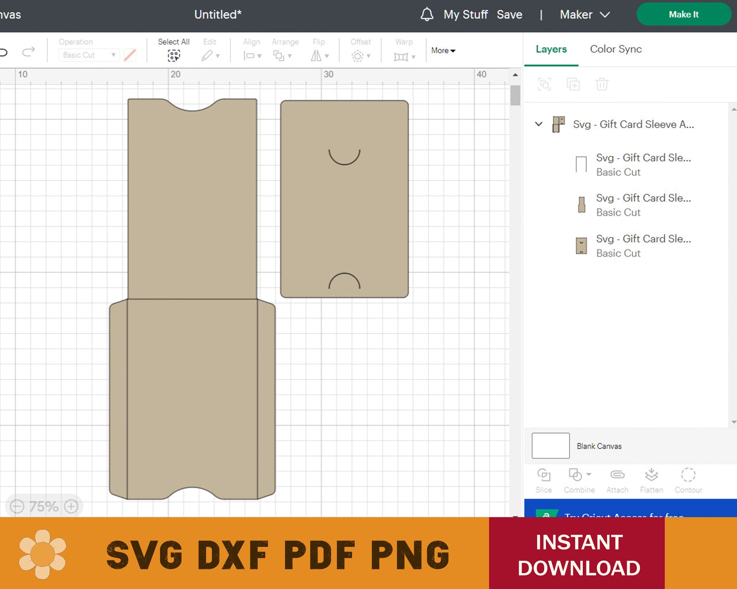 Gift Card Sleeve SVG Template: Cricut & Silhouette Cut Files (digital ...