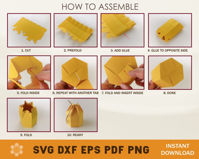 Hexagon Lantern Box SVG Template Hexagonal Box SVG Favor Box - Etsy