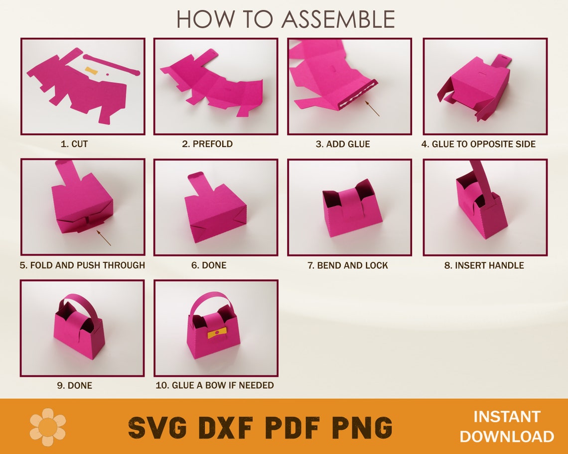 Mini Purse Box SVG Template Purse Template Favor Box SVG - Etsy