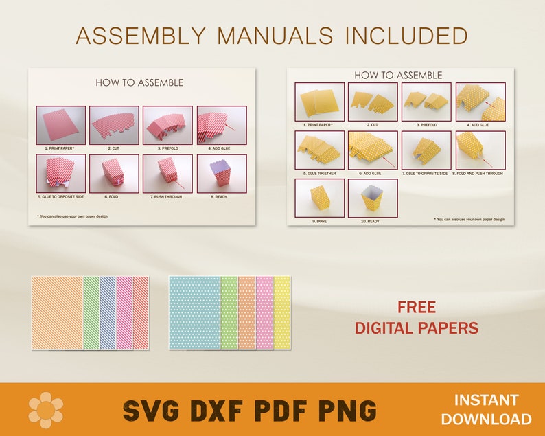 Popcorn Box SVG Template Bundle: Mini & Regular Sizes, Cricut ...