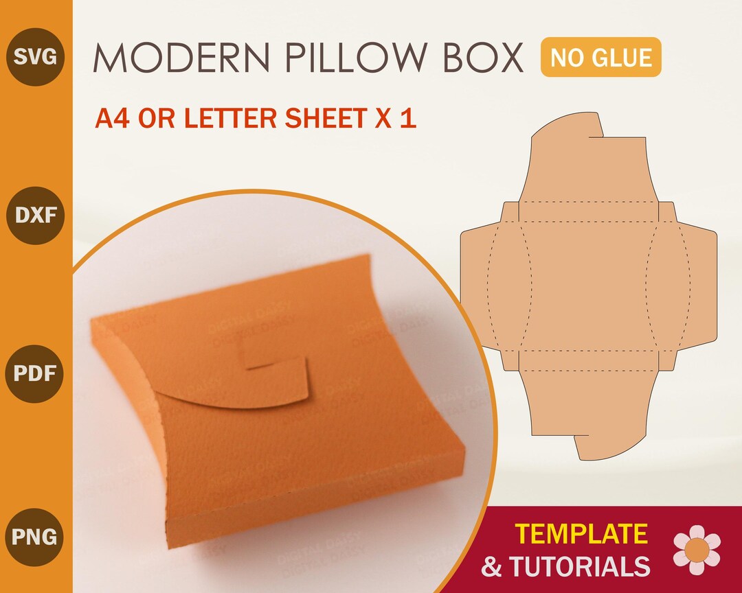 Pillow Box SVG Template, Gift Box Pattern, Wedding Favor Box, Cricut ...