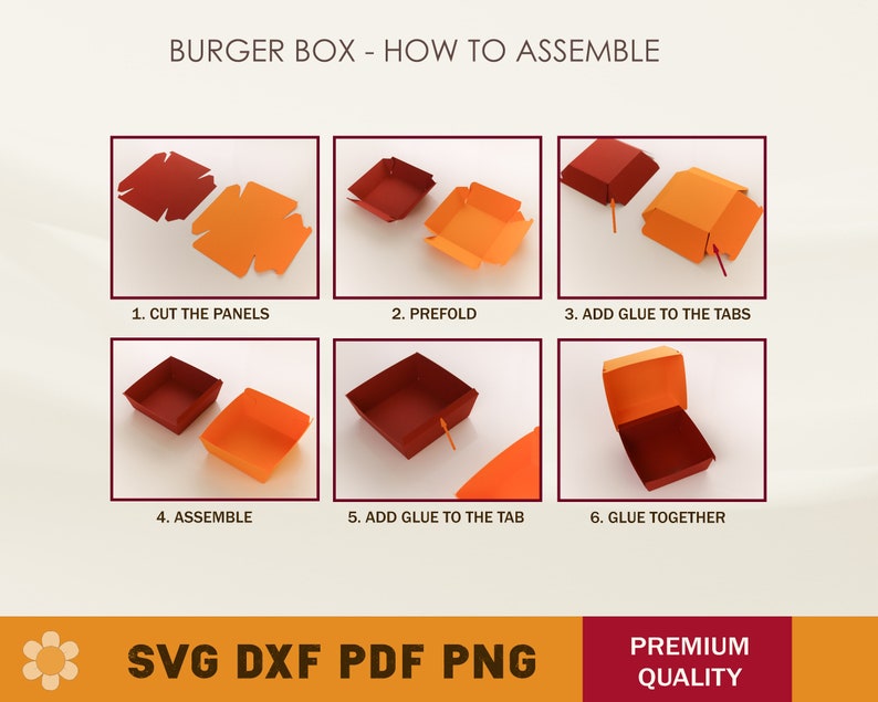 Burger Box SVG Template, Hamburger Box, DIY Cut Files (pdf, Png, Dxf ...