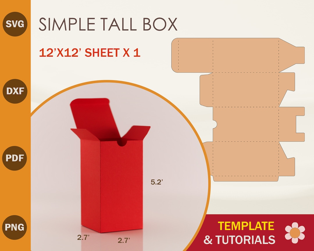 Tall Box SVG Template, Square Box SVG, Gift Box, Cricut Cut Files ...