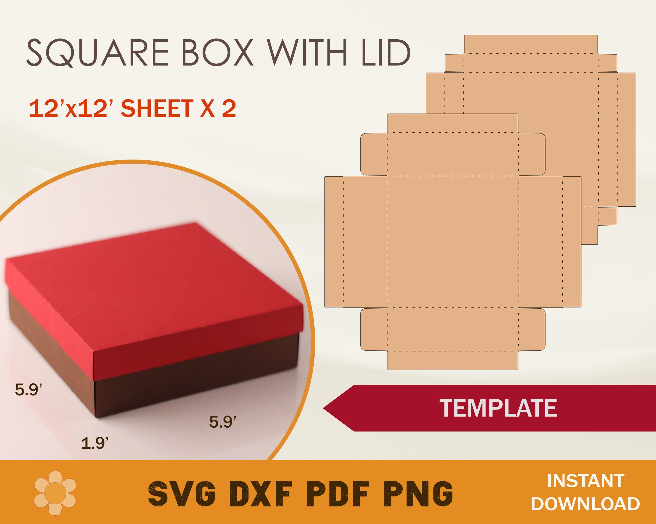 Box With Lid SVG Template Square Box Template Cricut Cut - Etsy Australia