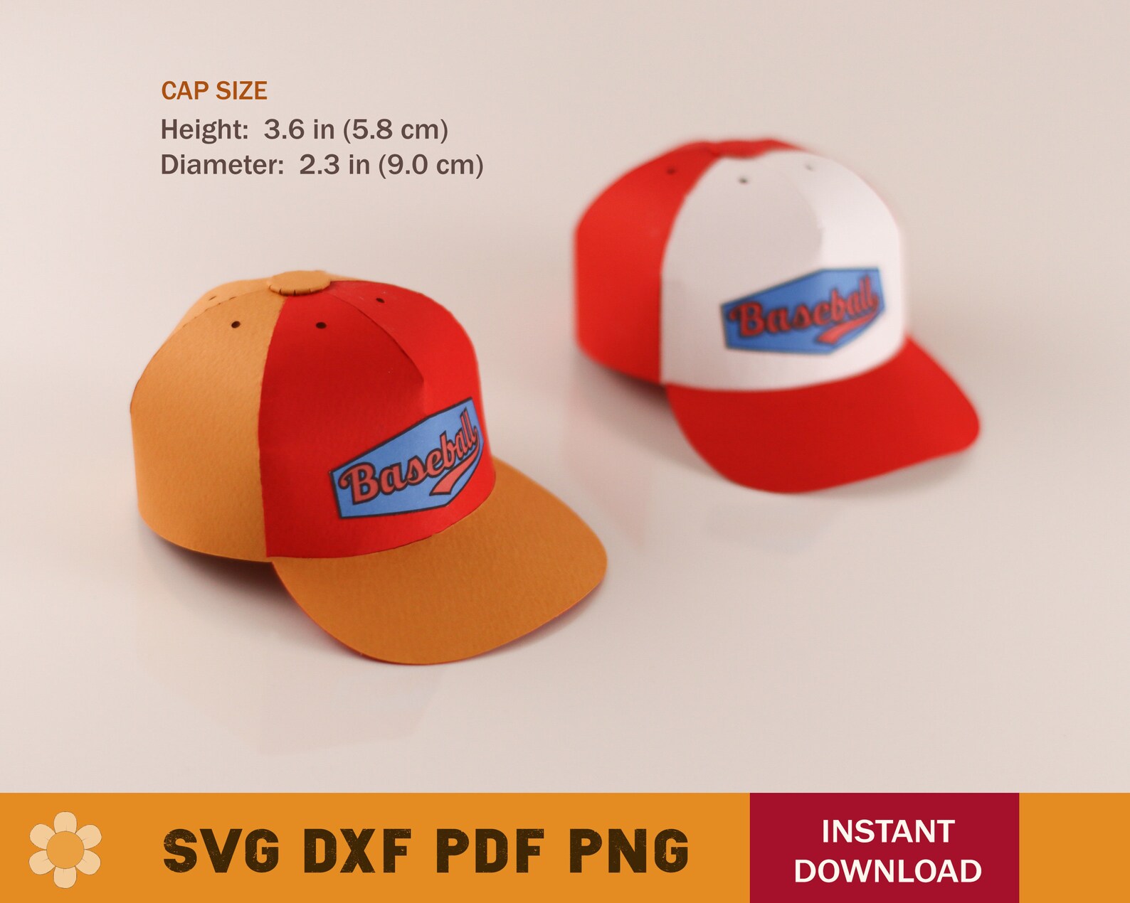 Mini Baseball Cap SVG Template: Cricut & Silhouette Cut Files (PDF) - Etsy