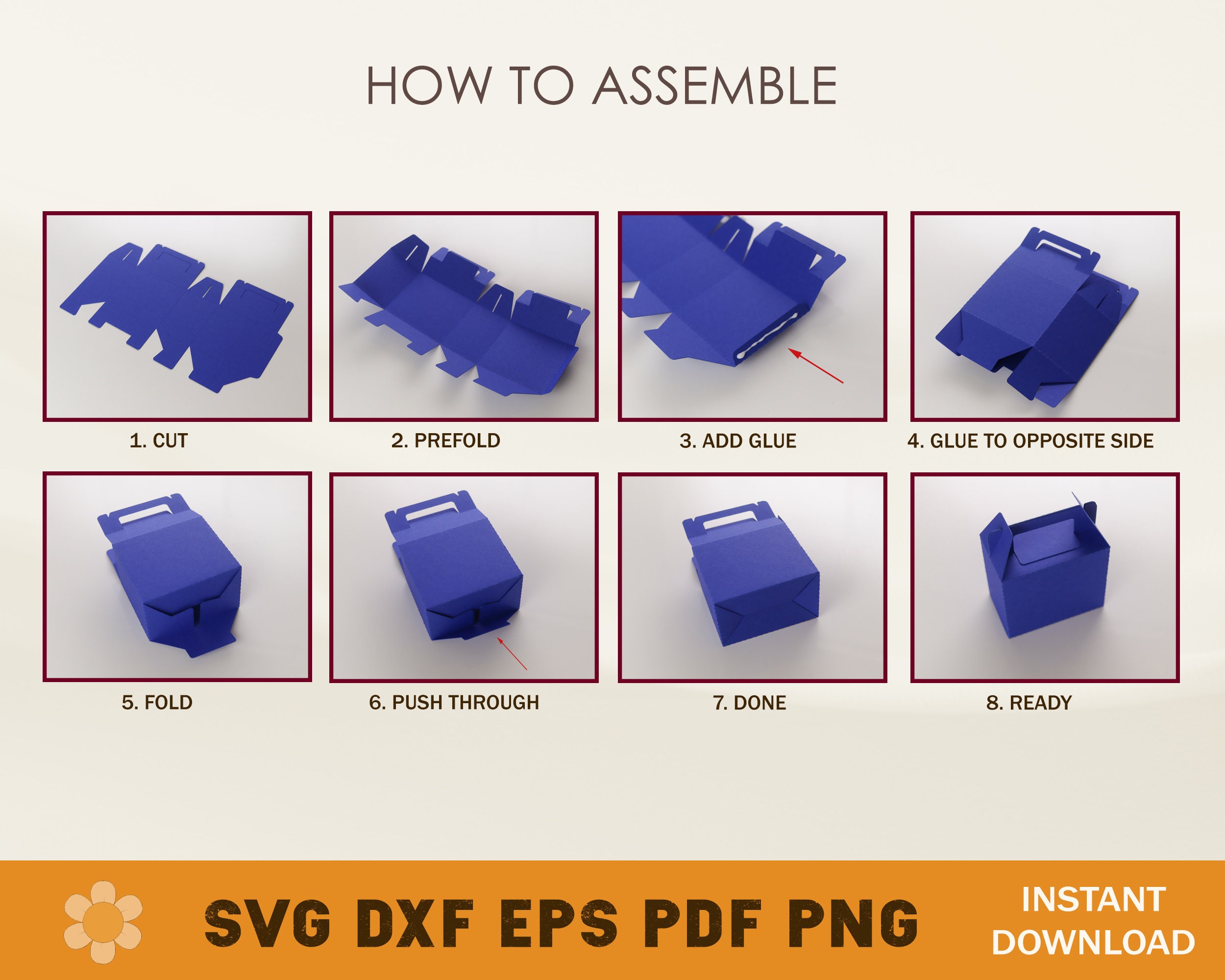 Mini Flat Top Gable Box Template, Gable Box SVG, Box With Handle ...