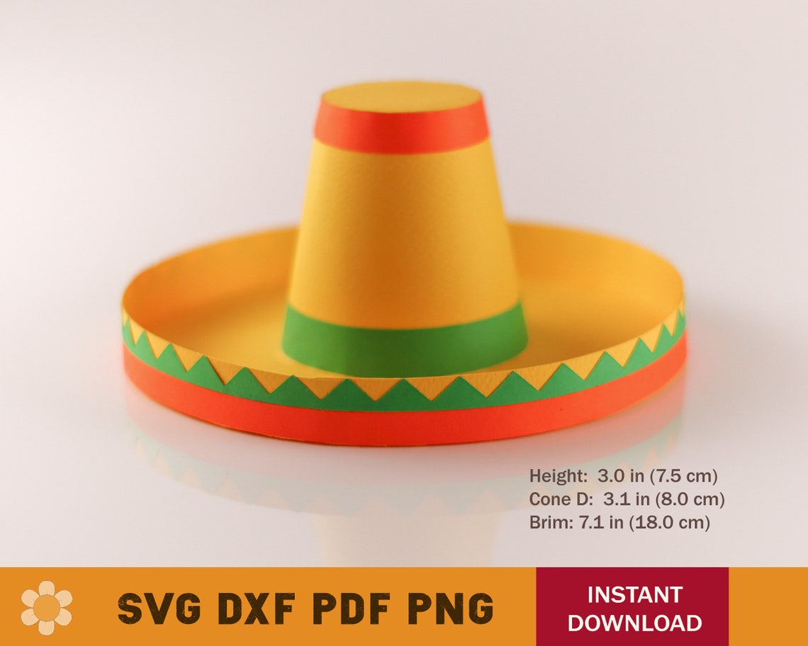 Paper Sombrero Hat SVG Template, Cricut, Silhouette Cut Files - Etsy