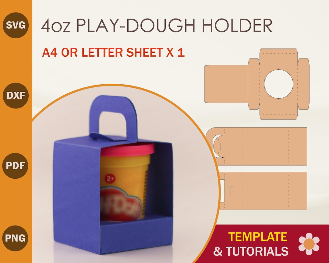 4oz Play Dough SVG Holder Template, Playdough Box SVG, Cricut Cut Files ...