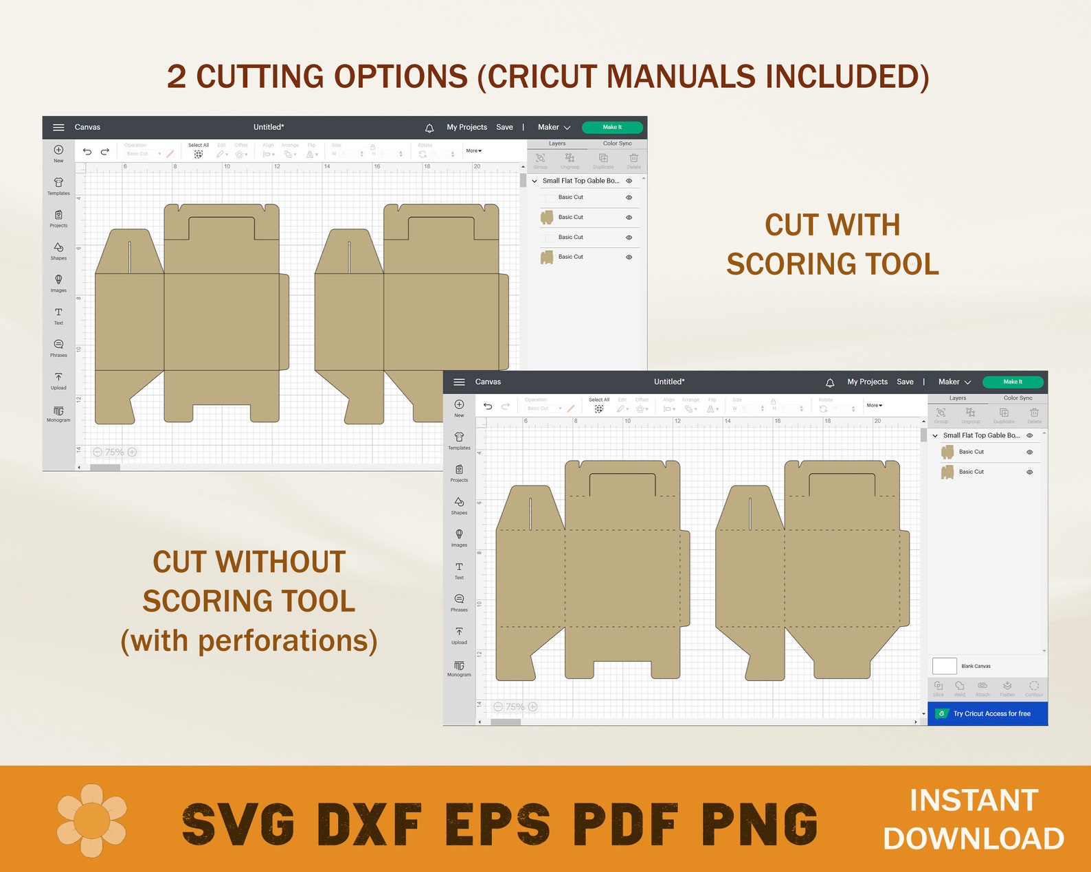 Flat Top Gable Box Template Bundle Gable Box SVG Box - Etsy