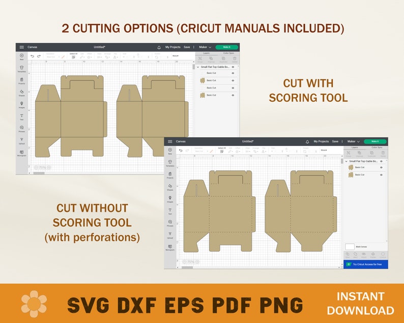 Small Flat Top Gable Box SVG Gable Box Template Box - Etsy