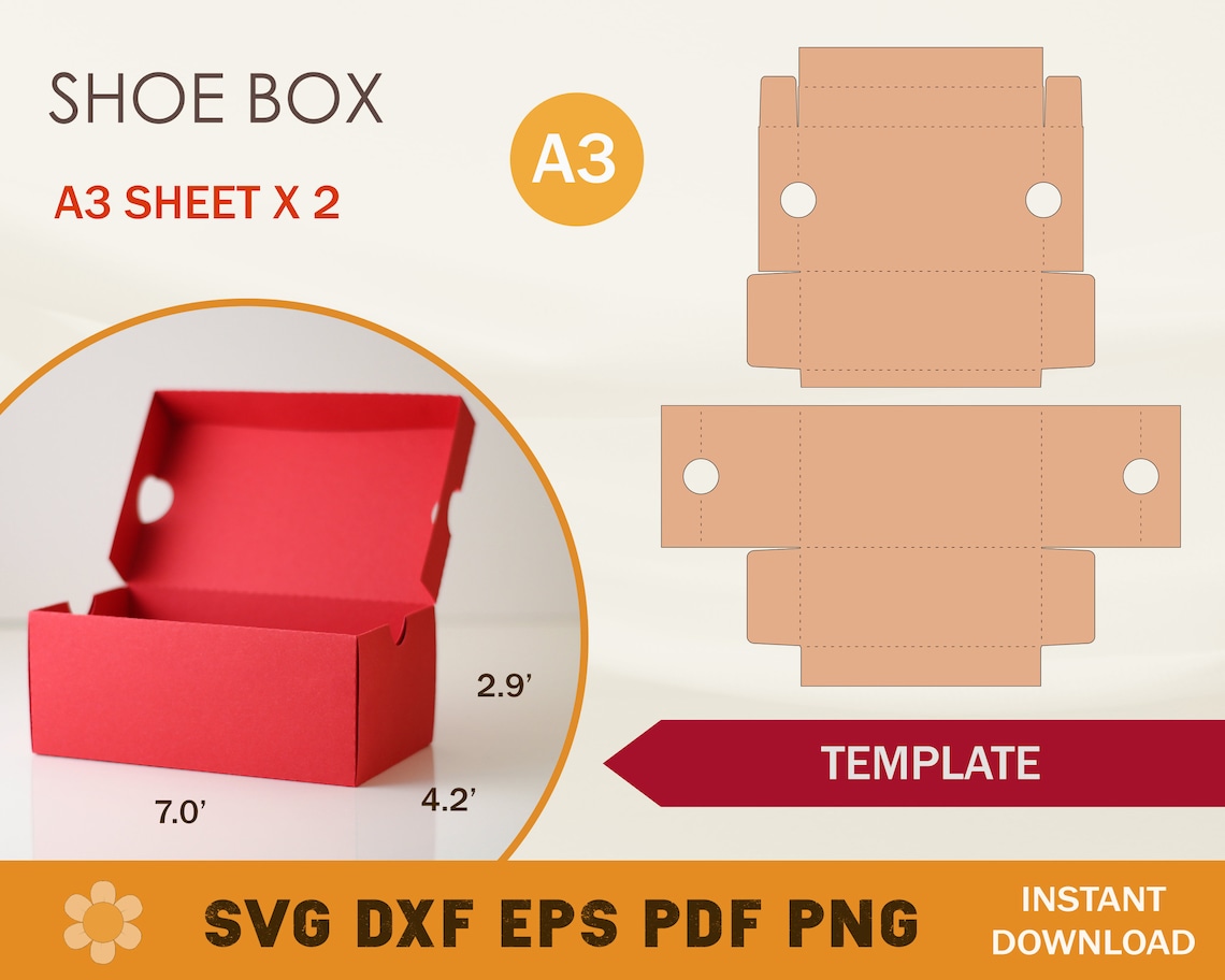 Shoe Box SVG Shoe Box Template Sneaker Box Template Box - Etsy