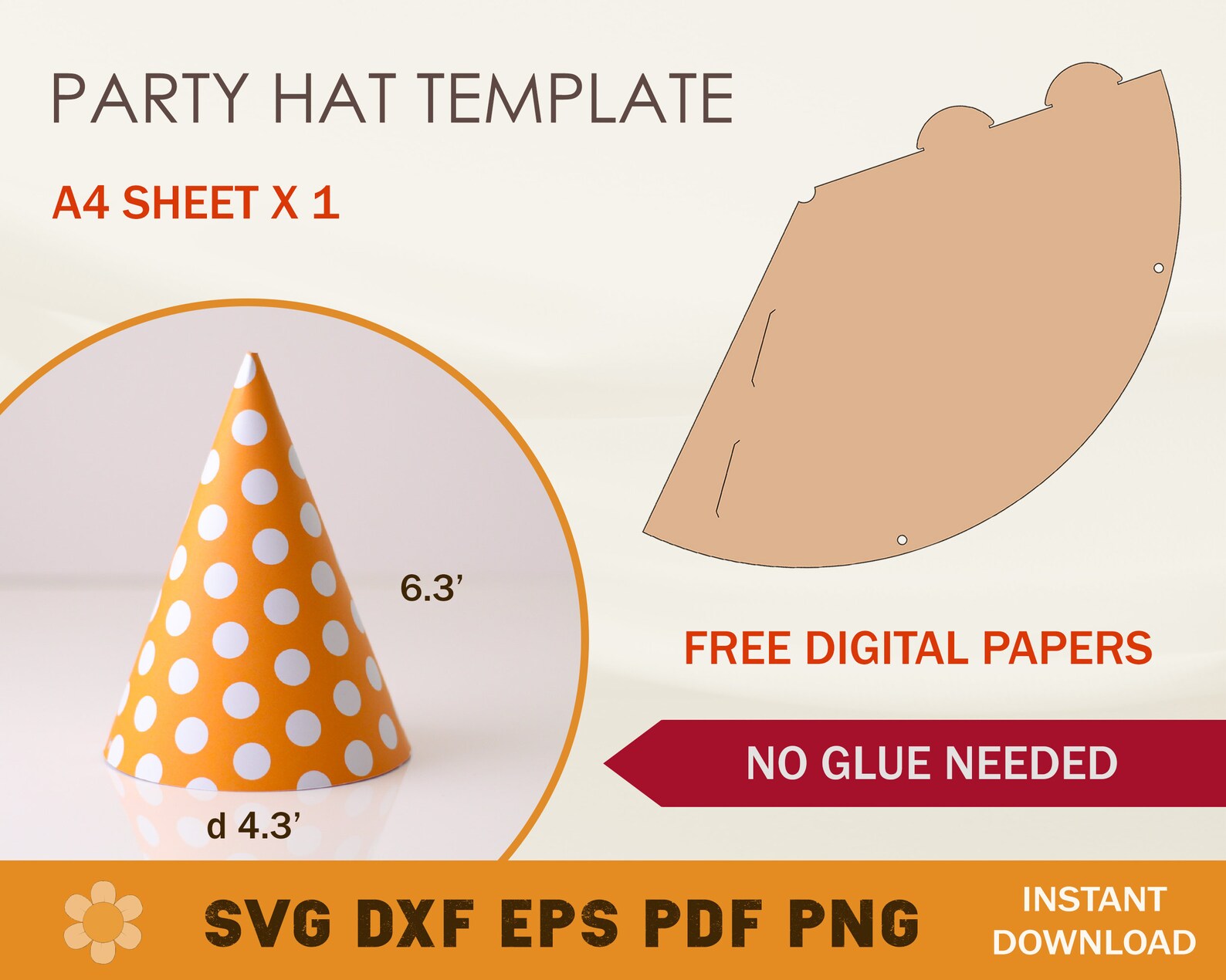 Party Hat Template Party Hat SVG Birthday Hat Template - Etsy
